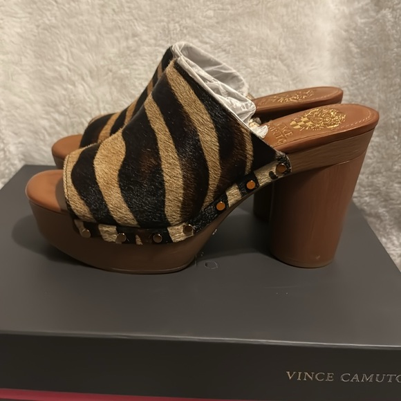 Vince Camuto | Shoes | Vince Camuto Zebra Print Open Toe Clogs | Poshmark